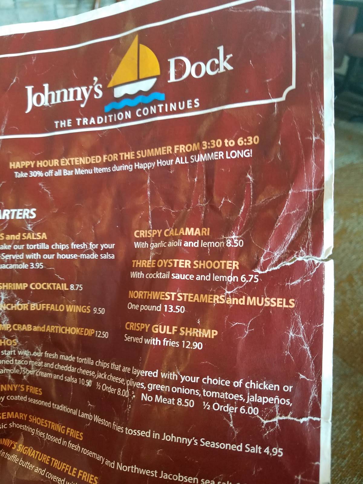 Menu at Johnny's Dock Restaurant & Marina, Tacoma