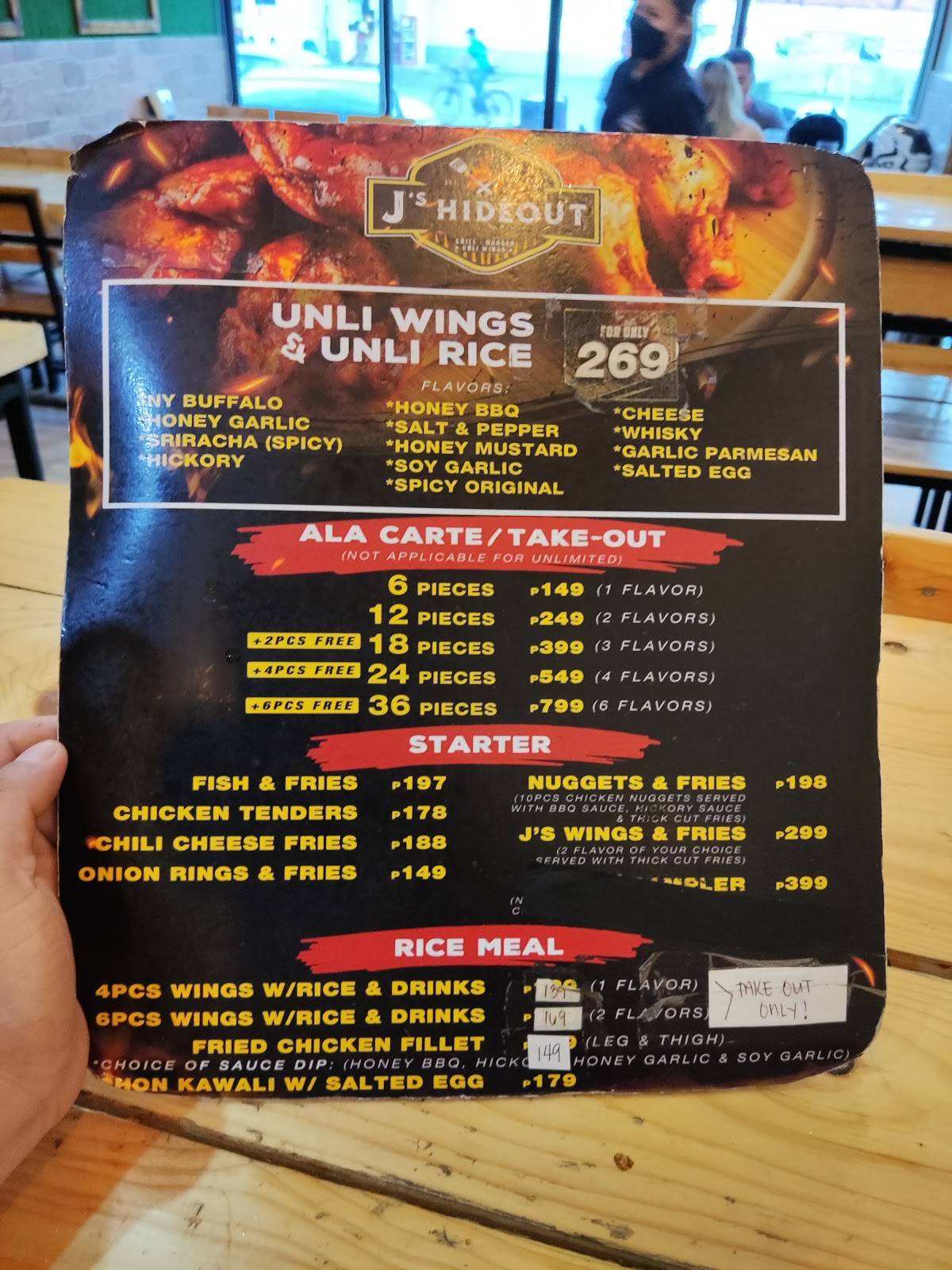 Menu at J’s Hideout Grill and Restaurant, Pasig
