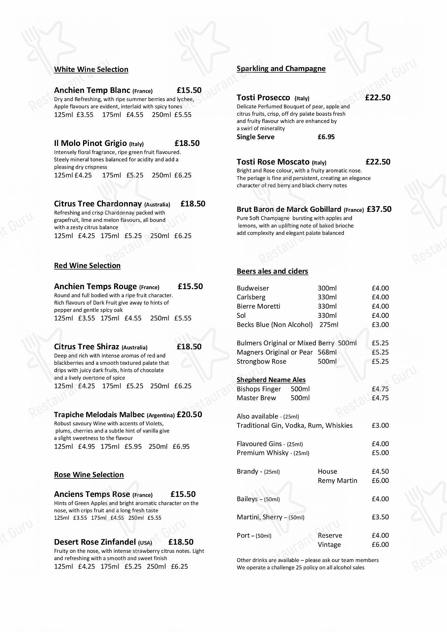 Menu at Judd's Folly pub & bar, Faversham