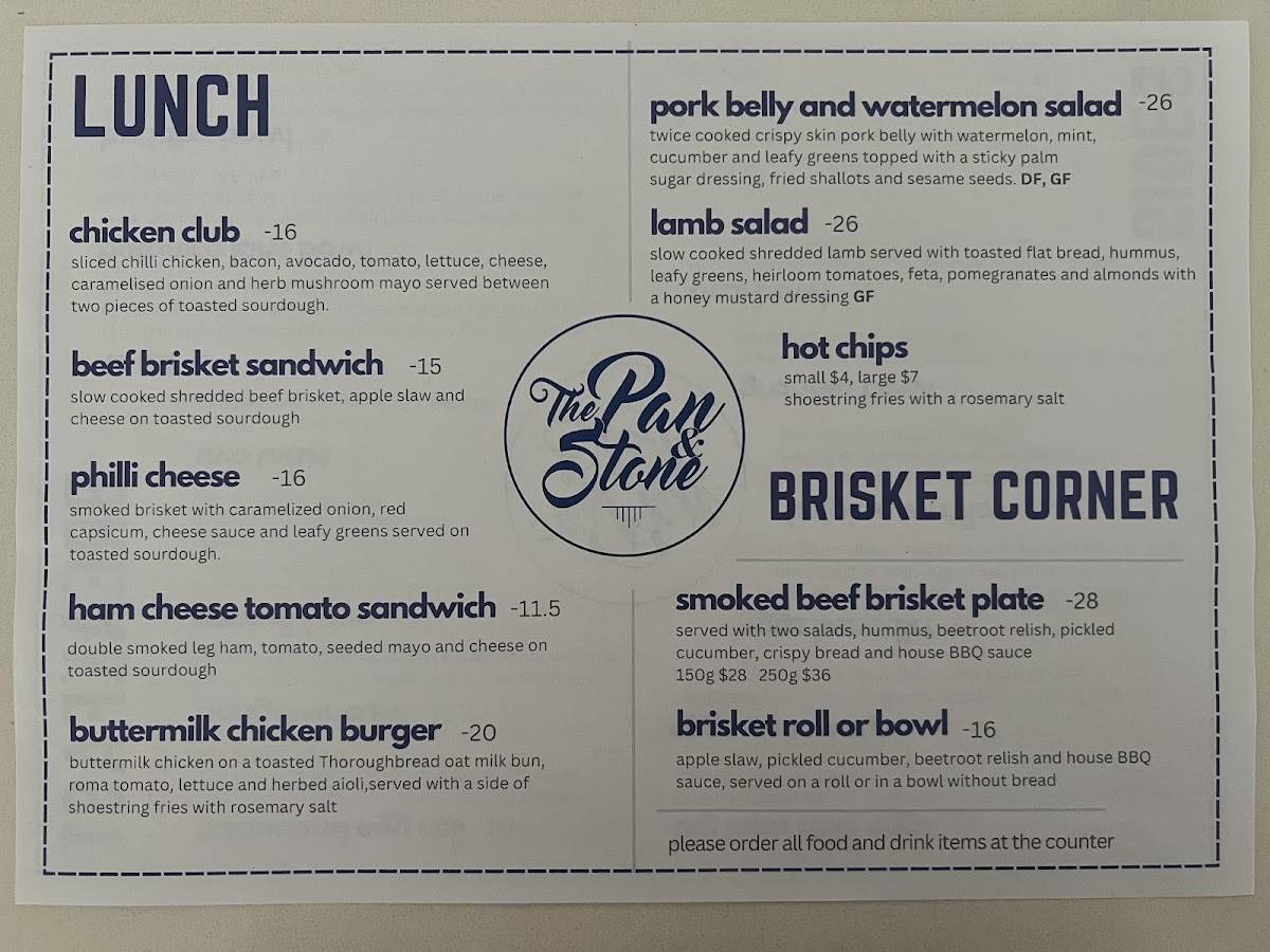 Menu at The Pan & Stone cafe, Kirrawee, 29 Marshall Rd