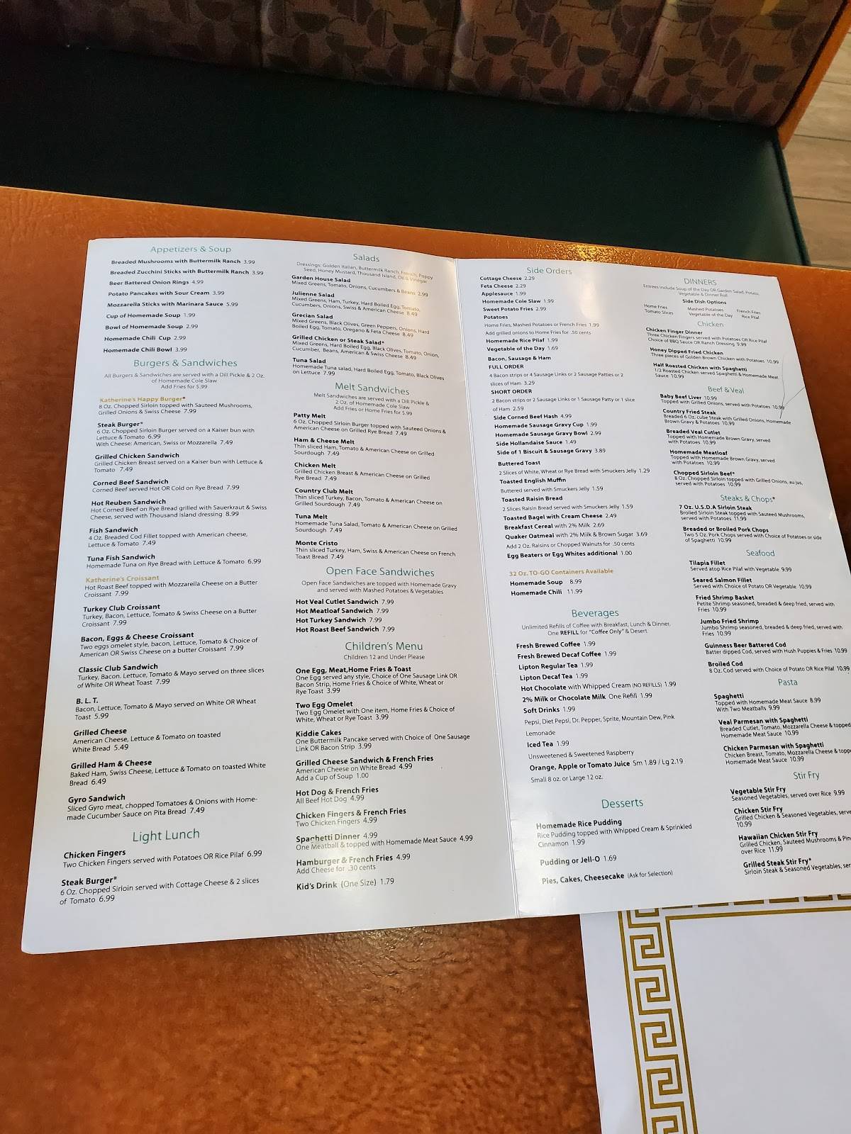 Menu at Katherine's Family Restaurant, Cleveland
