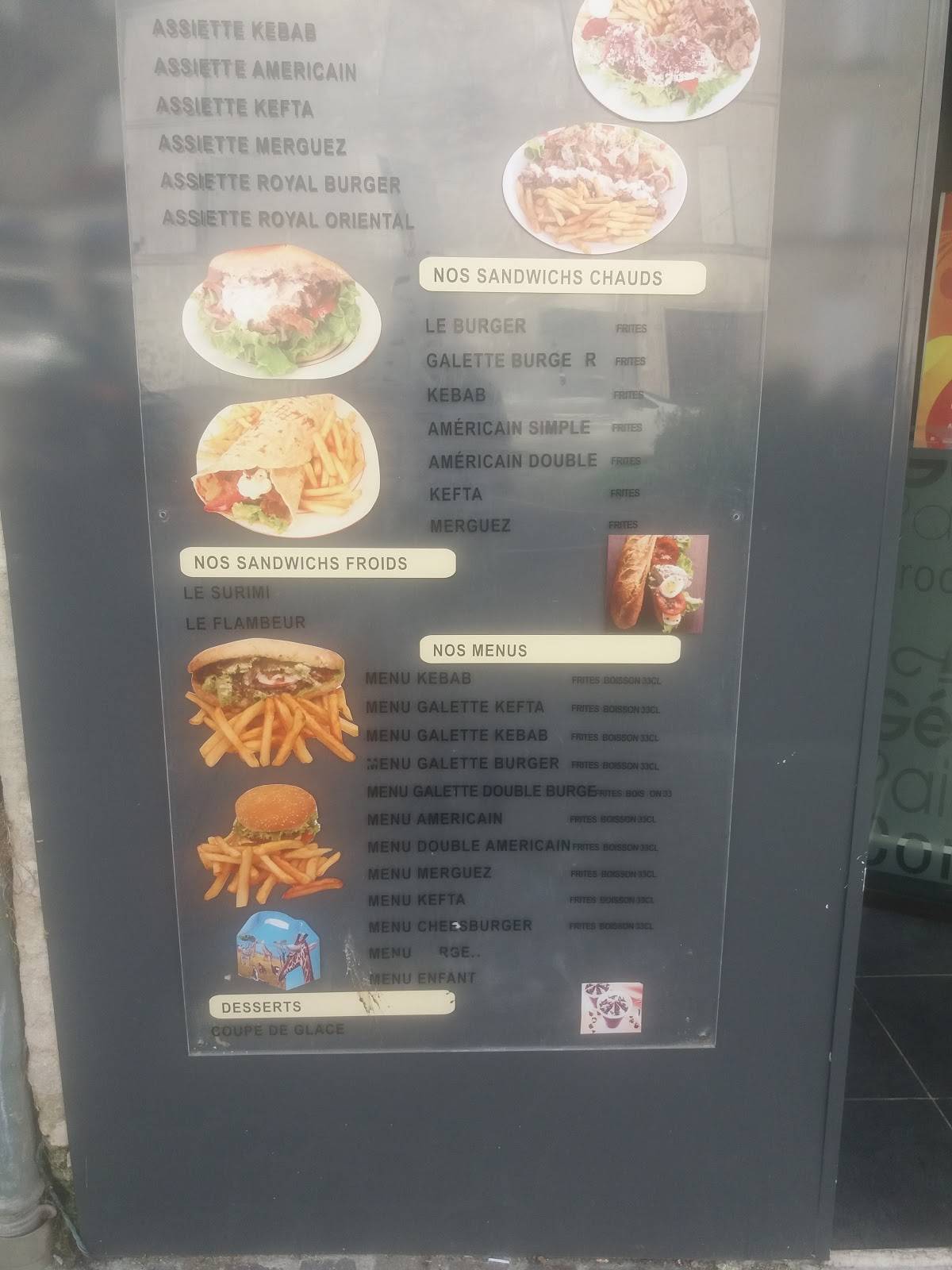 Menu at Kebab Sanaa restaurant, Cognac