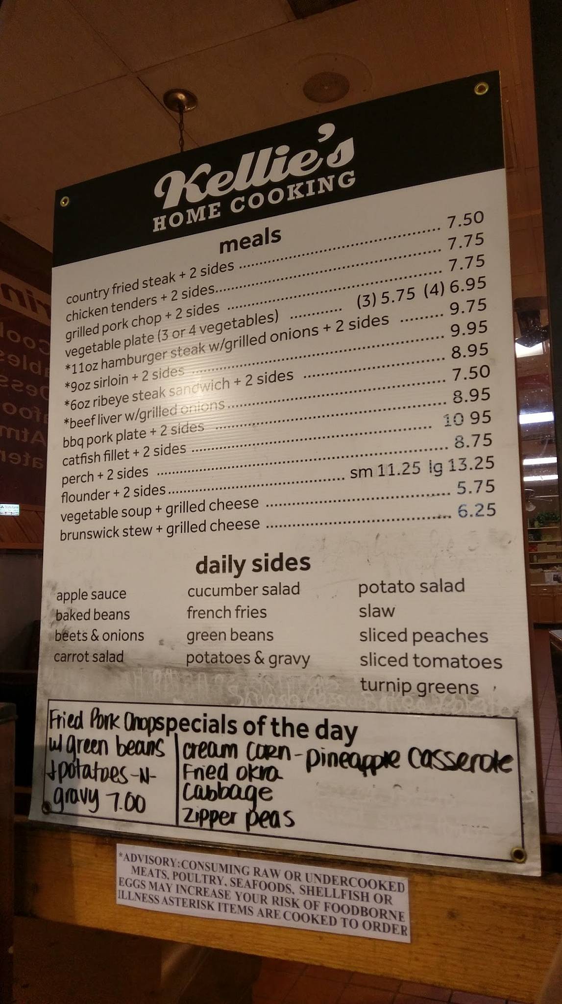Menu at Kellie's Home Cooking restaurant, Loganville