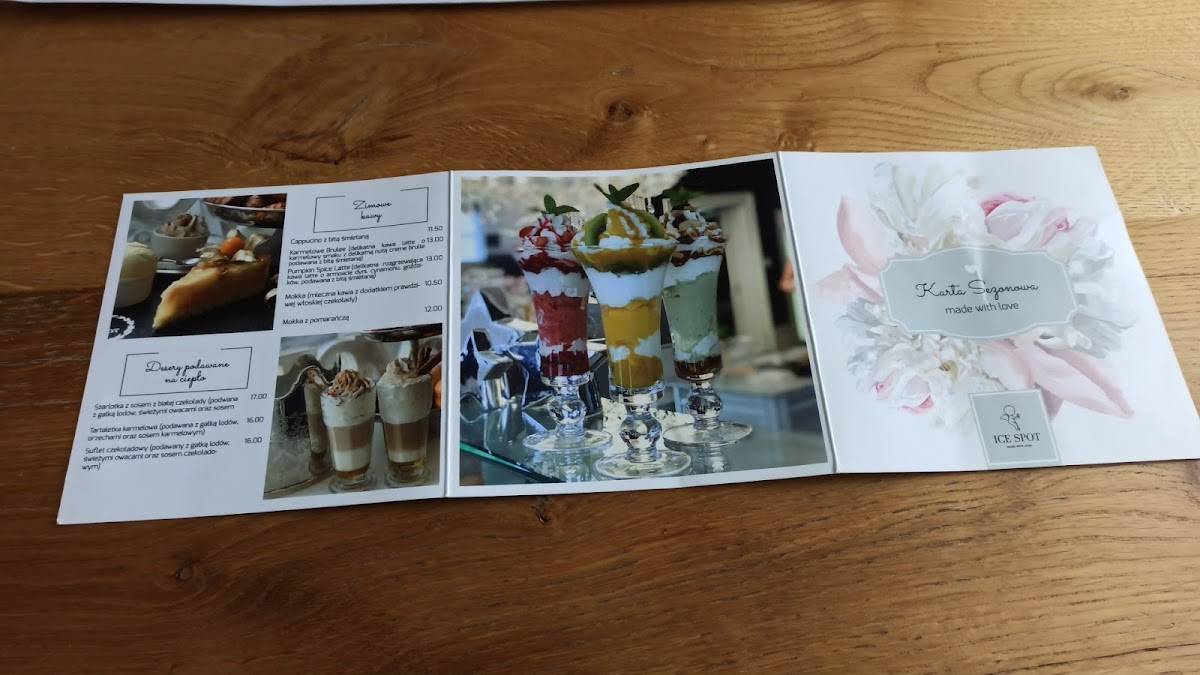 Menu at Ice Spot cafe, Kęty