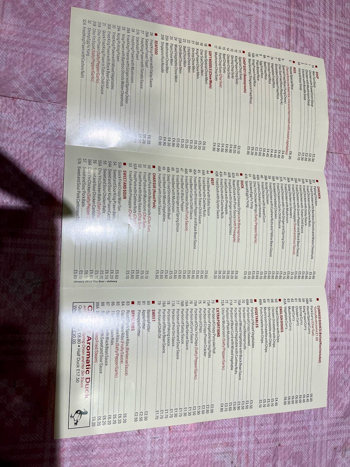 Menu at The Star fast food, Kidlington
