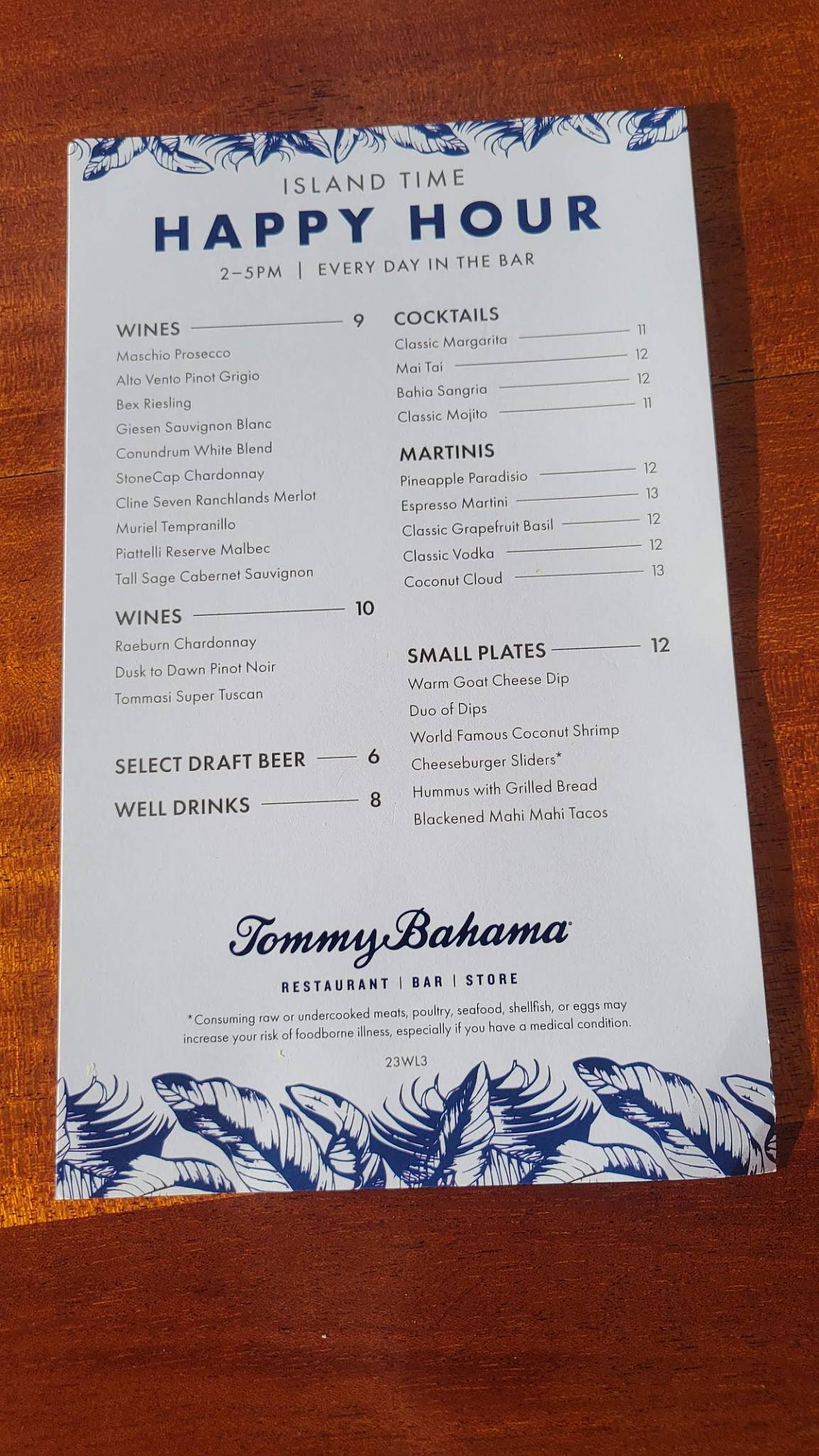 Menu at Tommy Bahama Restaurant, Bar & Store, Kihei