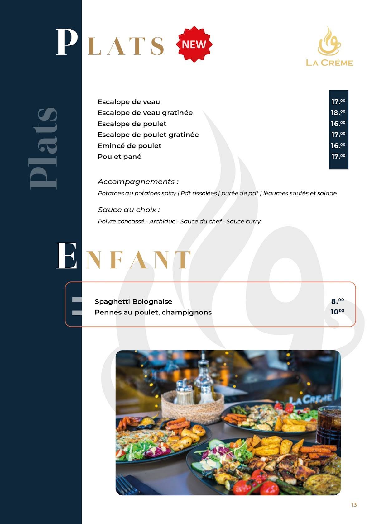 Menu au La crème Simonis, Koekelberg