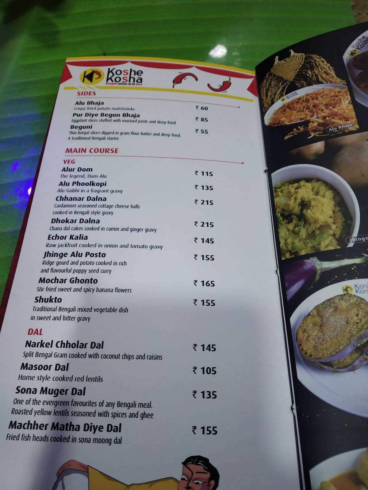 Menu at Koshe Kosha, Kolkata, 152/1