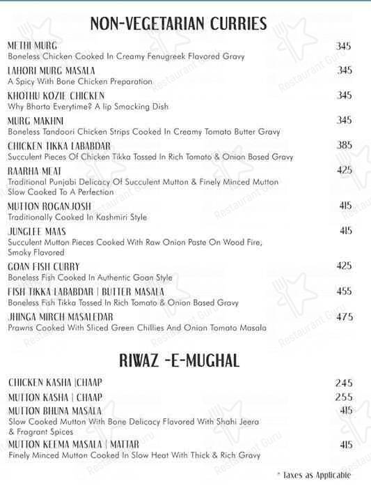 Menu at Riwaz Restaurant, Kolkata, JCCV+XCR