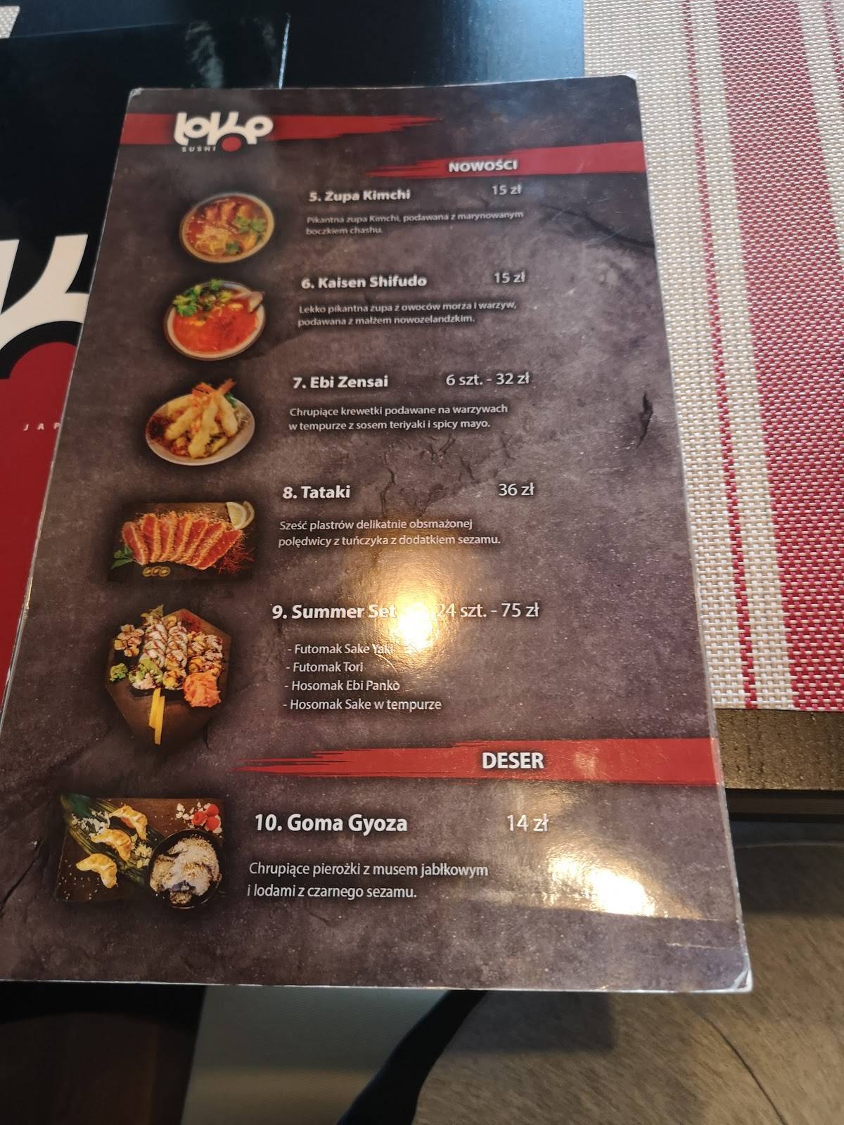 Menu at Loko Sushi restaurant, Kolo