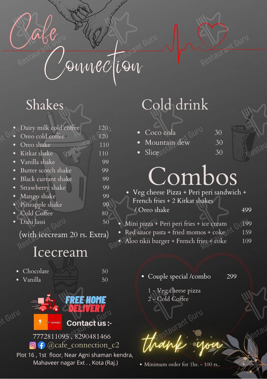 Menu at Cafe Connection, Kota