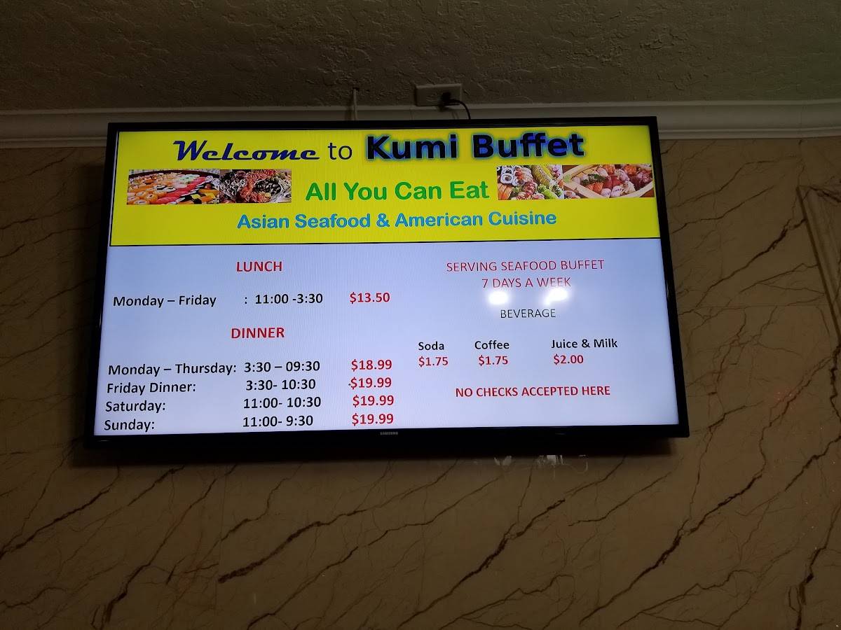 Menu at Kumi Buffet restaurant, Happy Valley