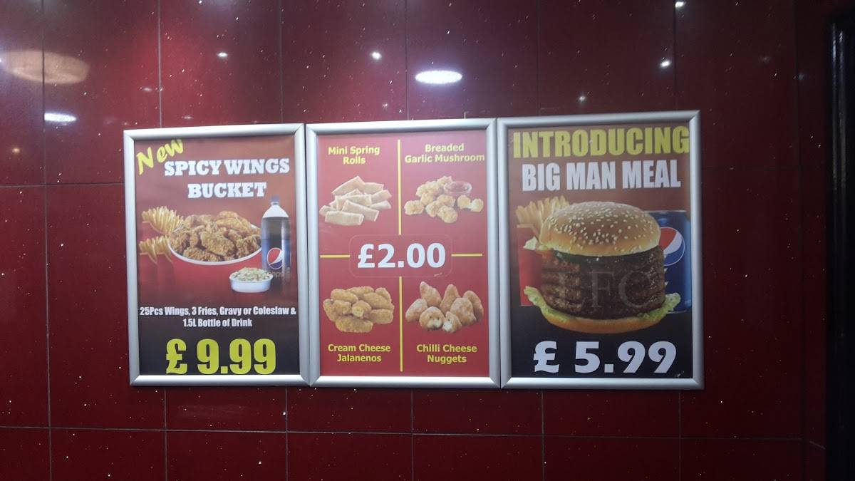 Menu at LFC restaurant, Worksop