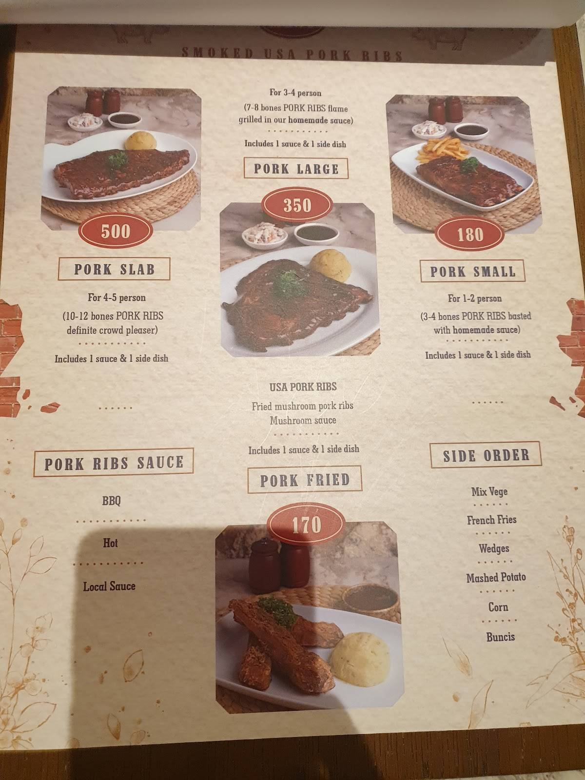 Menu at LOH.RIBS restaurant, Medan