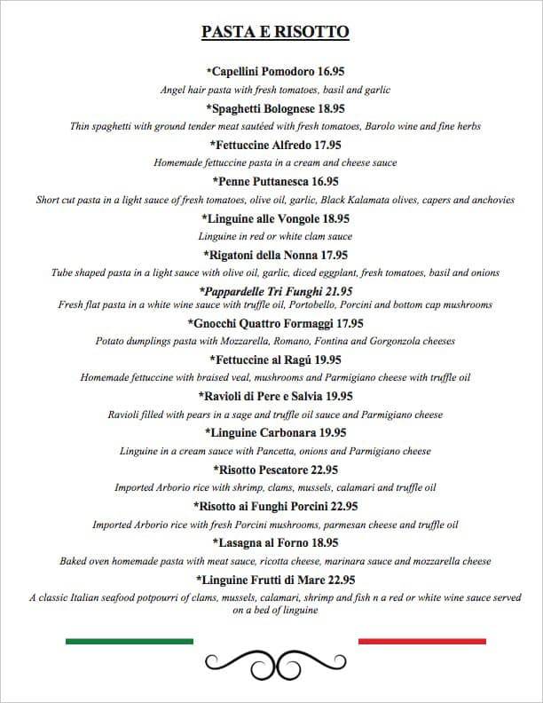 Menu at La Casa Di Norma restaurant, Crystal River