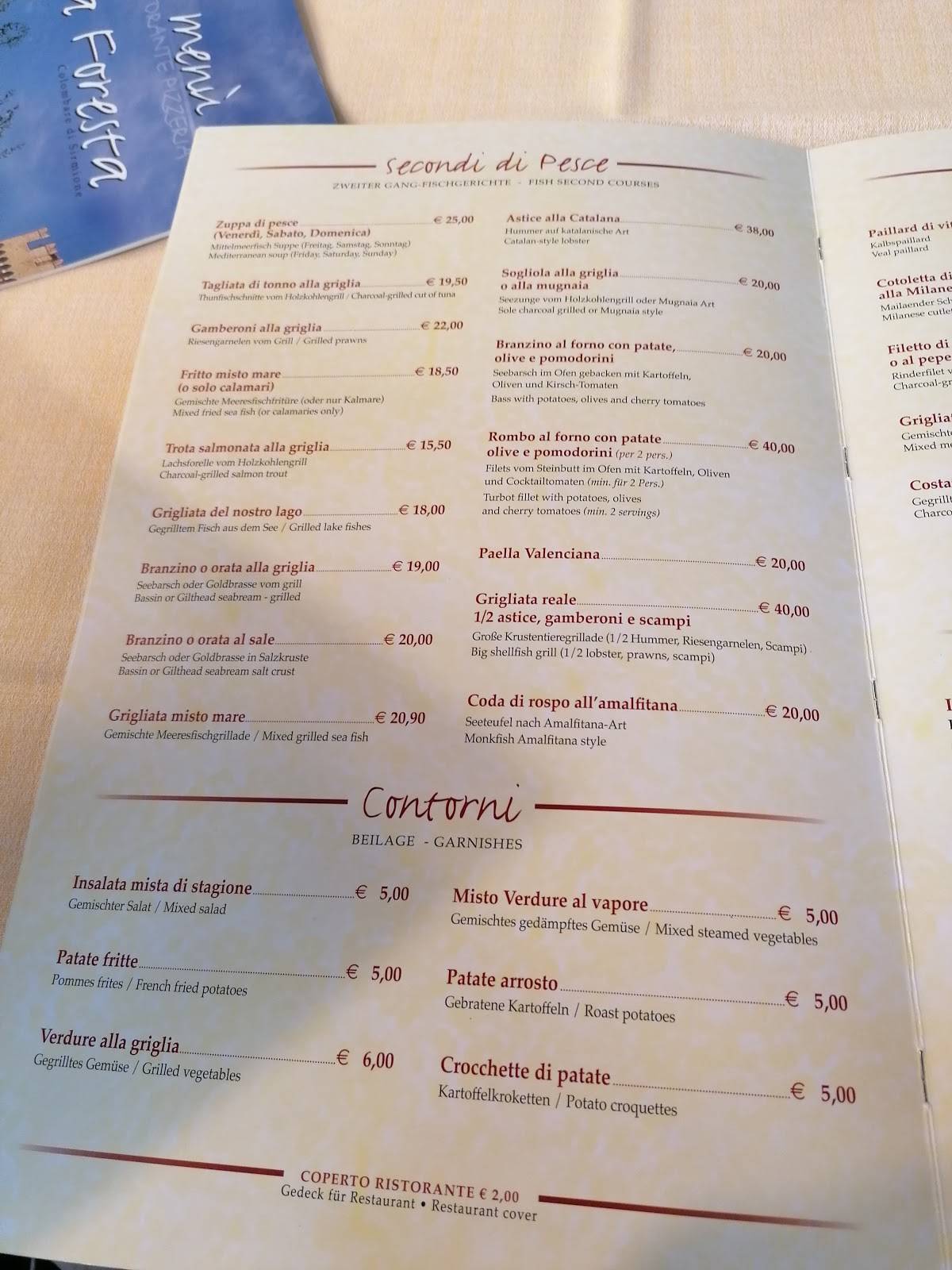 Menu da La Foresta Ristorante, Sirmione