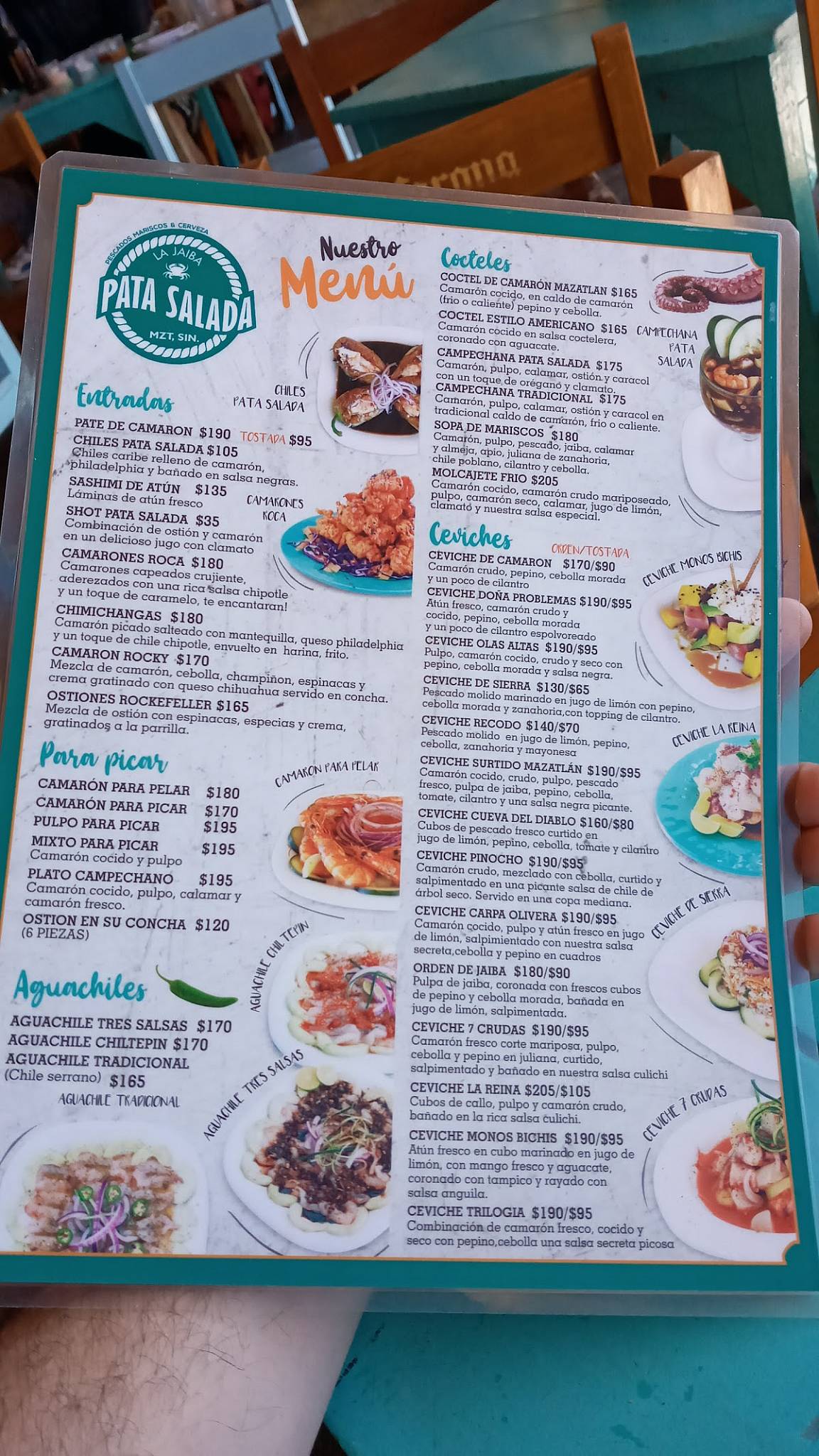 Carta del restaurante La Jaiba Pata Salada, Mazatlán