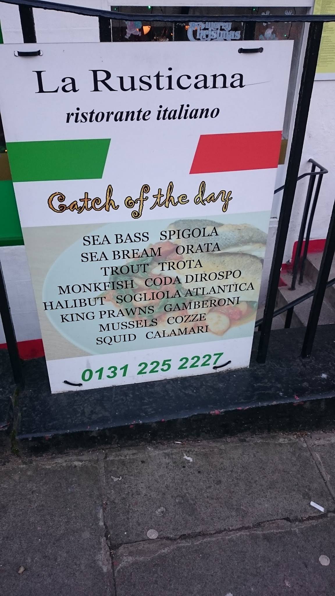 Menu at La Rusticana restaurant, Edinburgh, Hobart House