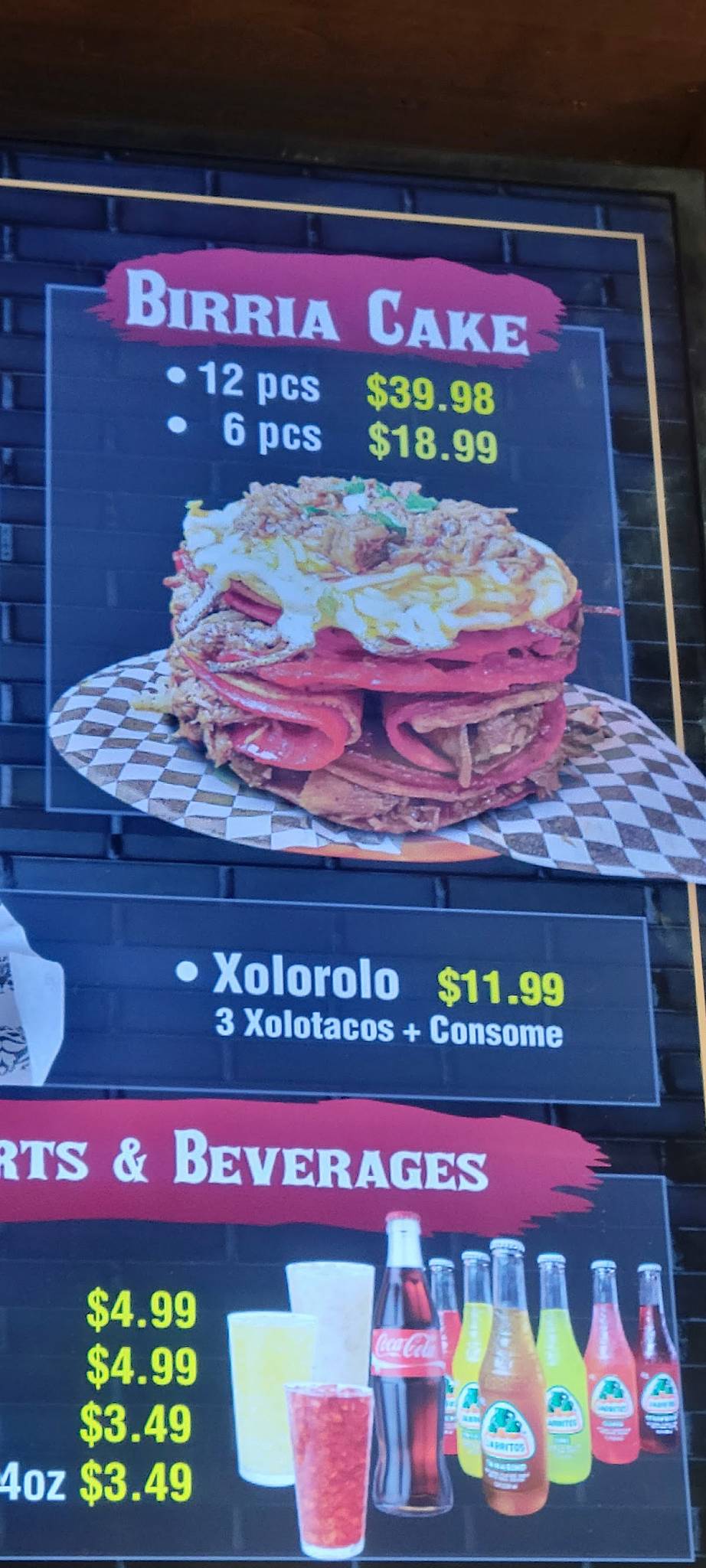 Menu at La Super Birria restaurant, Santa Ana