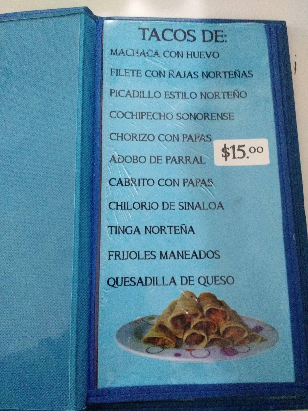 Menu at La Tonina restaurant, Mexico City