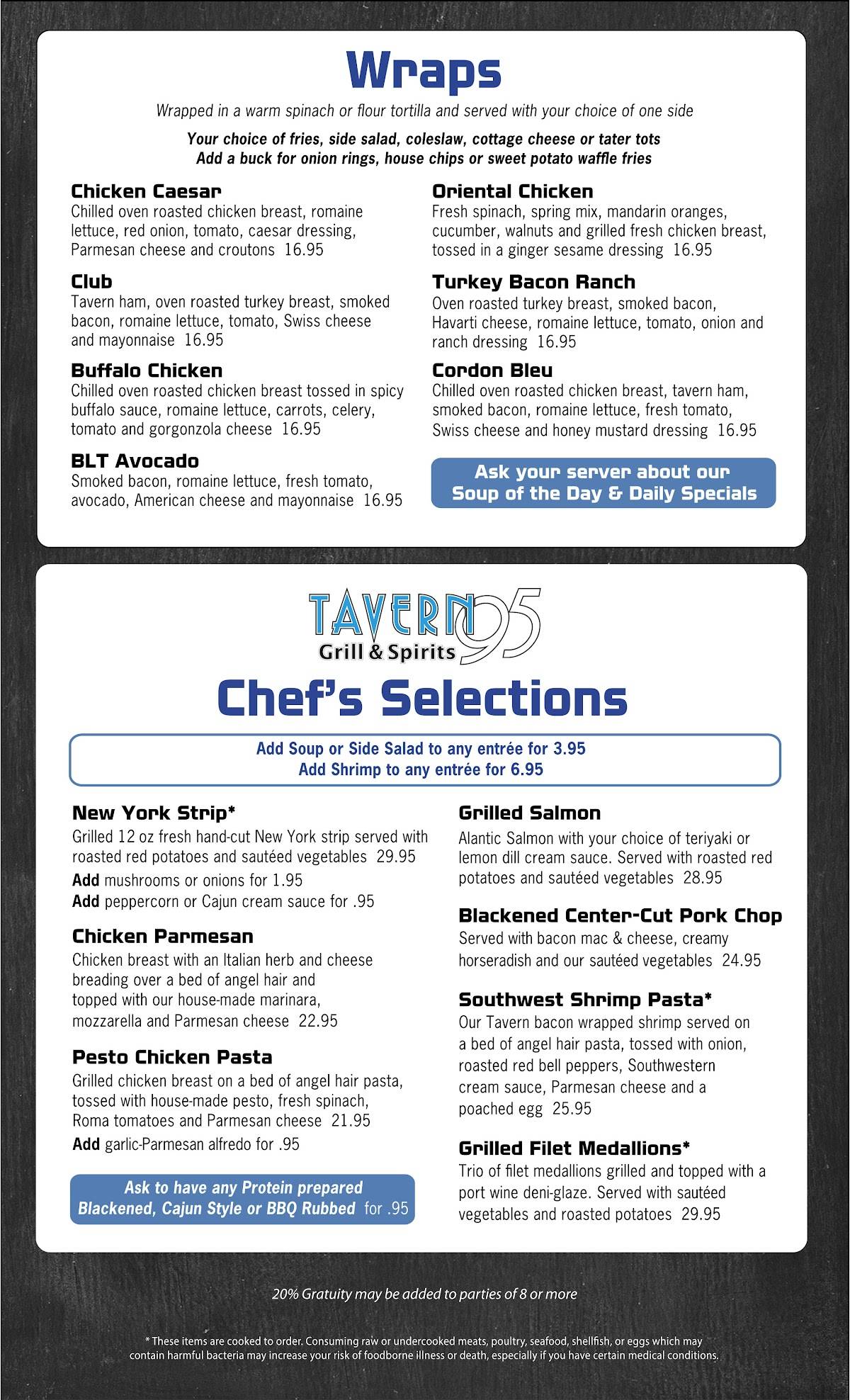 Menu at Tavern 95 pub & bar, Lake Havasu City