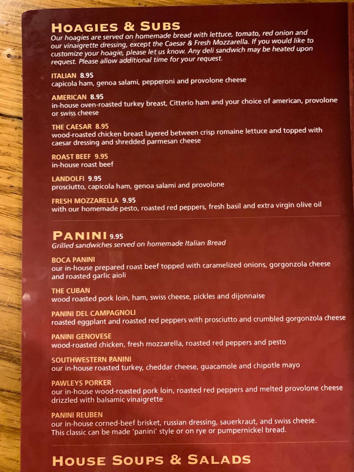 Menu at Landolfi's Italian Bakery, Pawleys Island