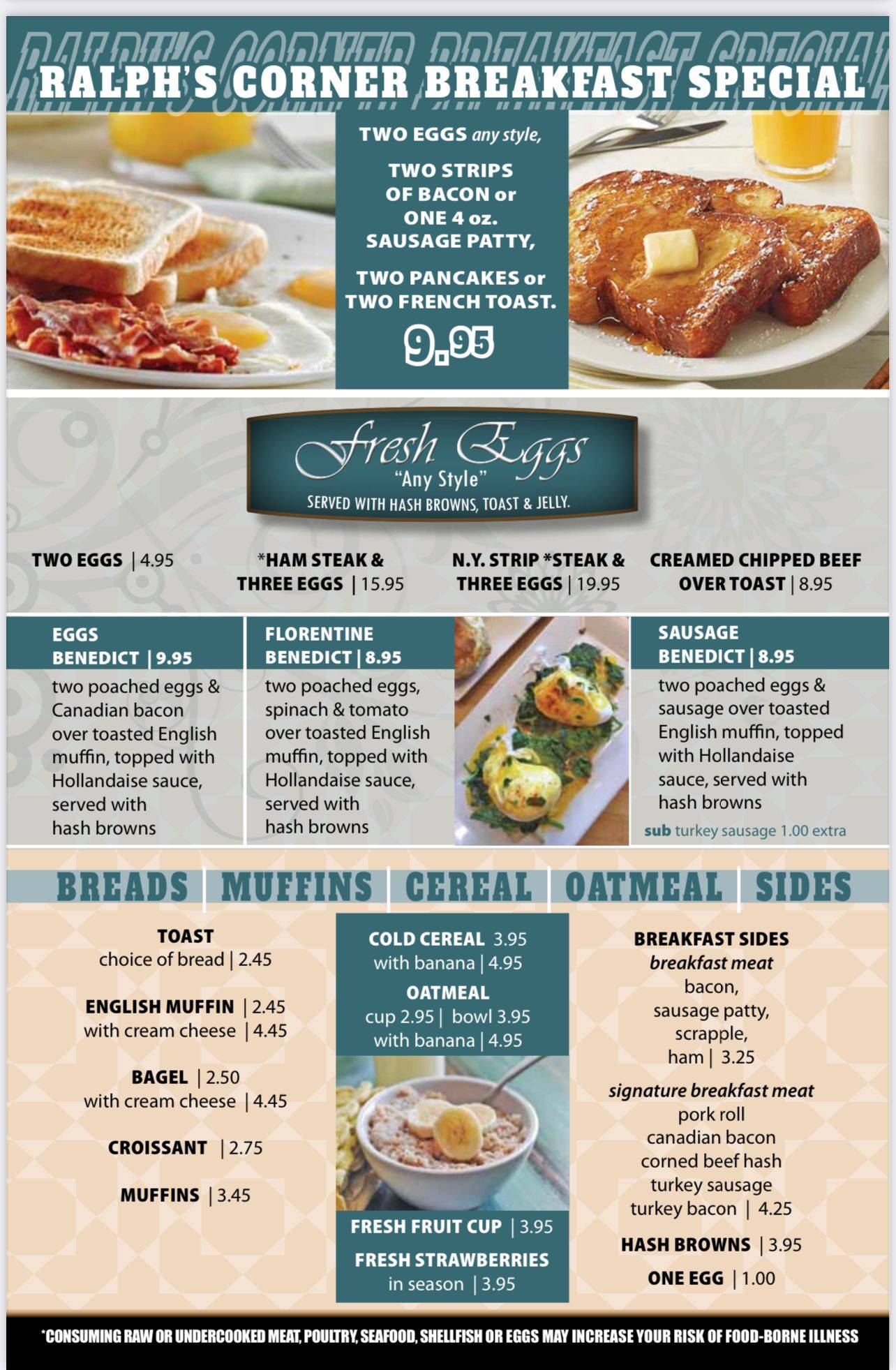Menu at Ralph’s Corner Diner restaurant, Lansdale