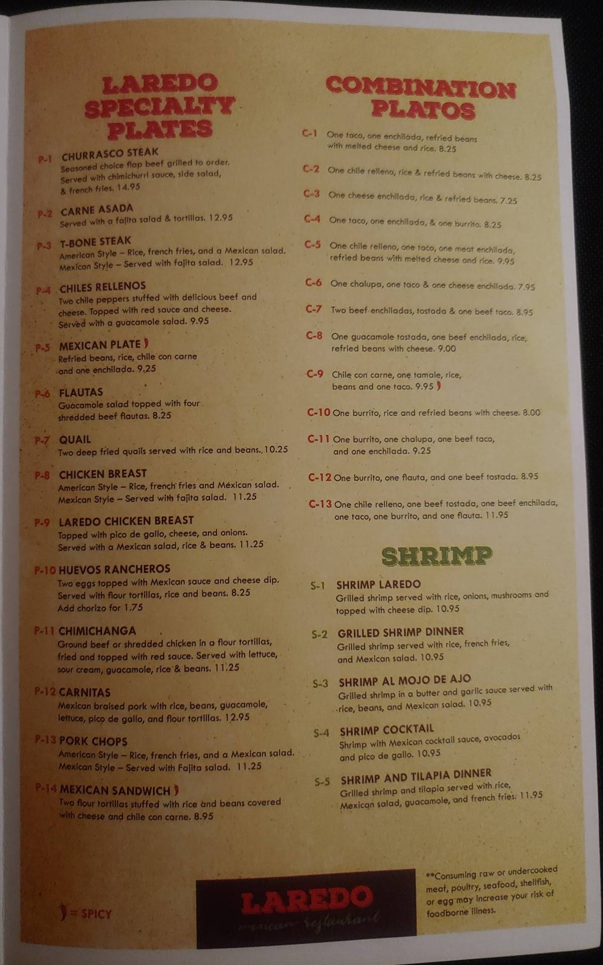 Menu at Laredo Mexican Restaurant, Lake Butler