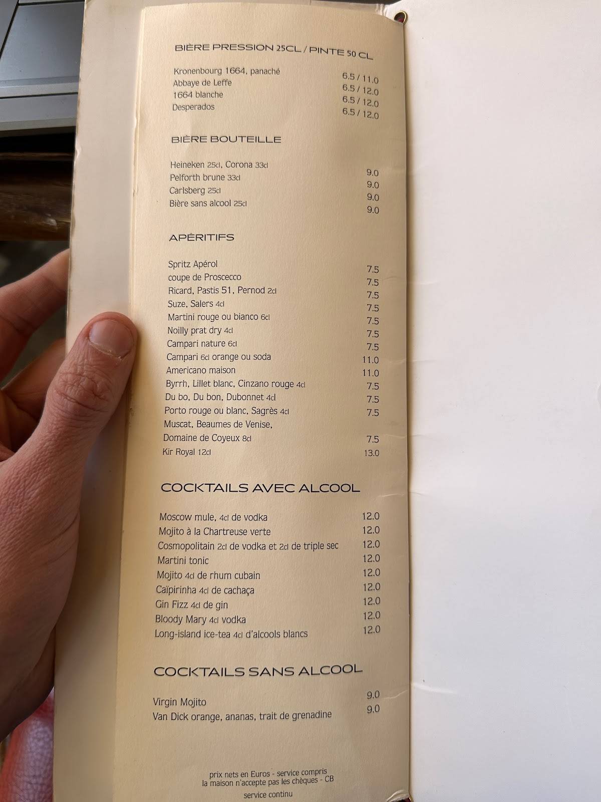 Menu at Le Courcelles restaurant, Paris, 94 Bd de Courcelles