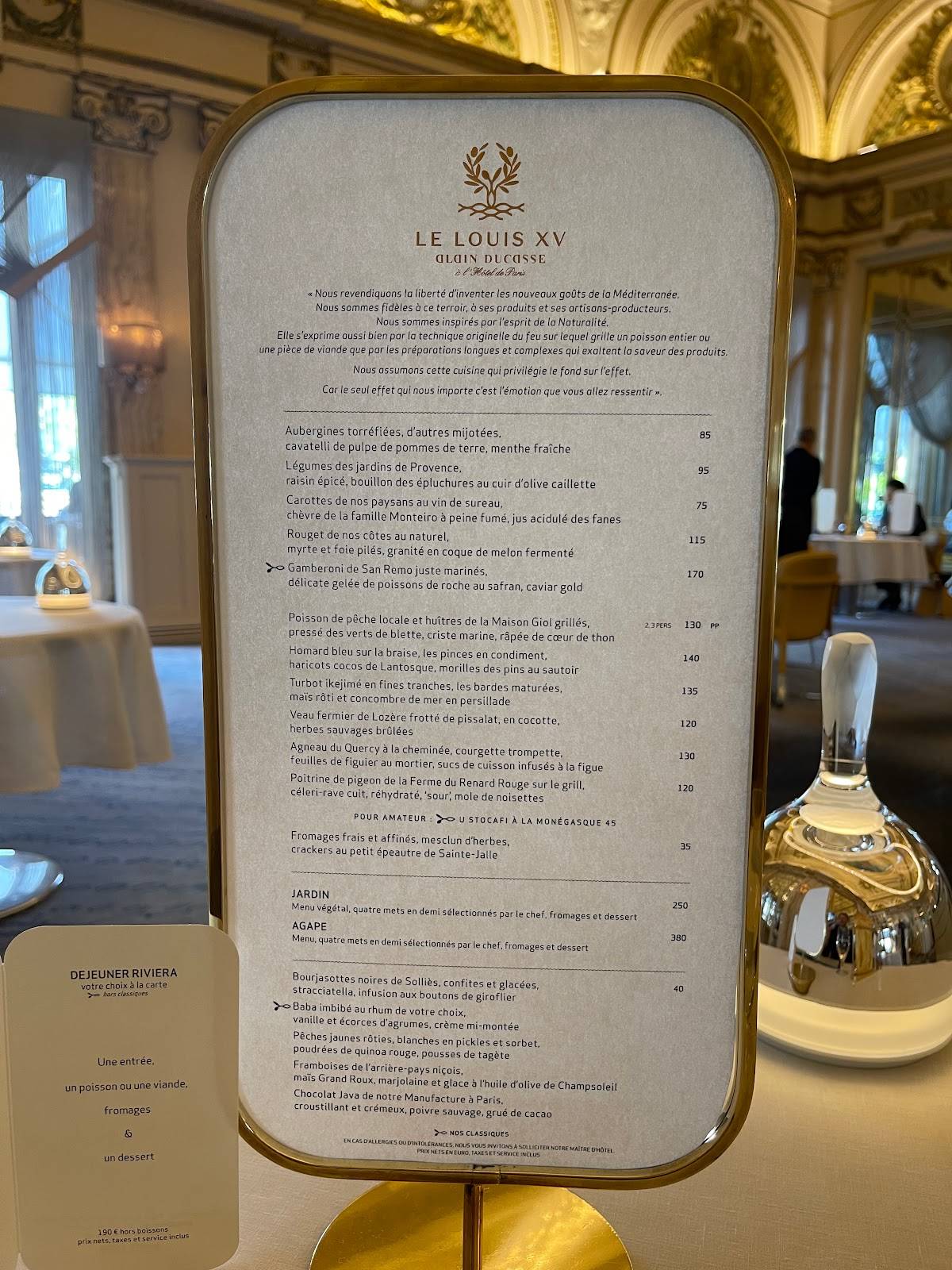 Menu at Le Louis XV - Alain Ducasse à l'Hôtel de Paris restaurant ...