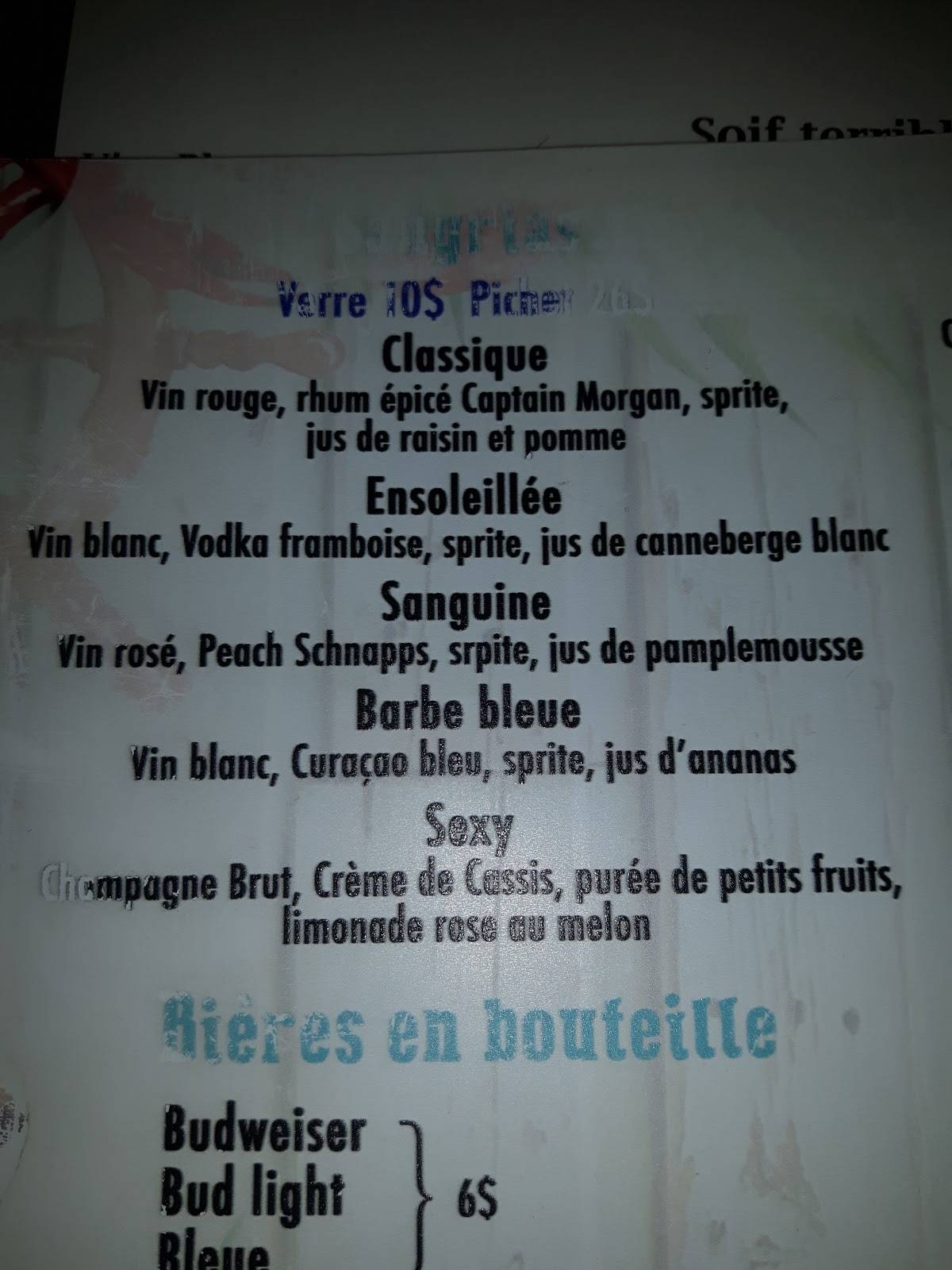 Menu au Le Shack Du Pêcheur La Prairie restaurant, La Prairie ...