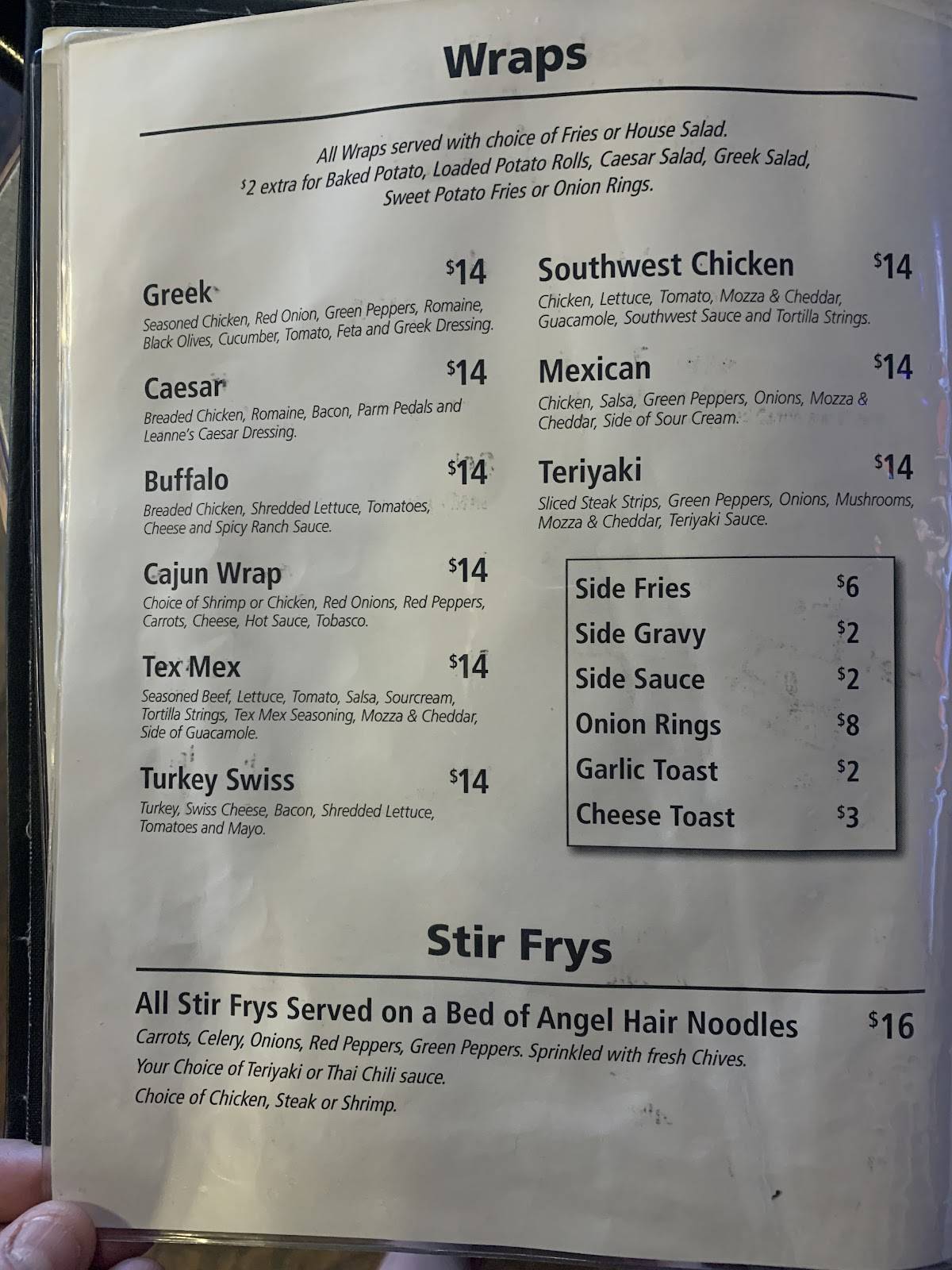 Menu at Leanne's Bar & Grill, Millet