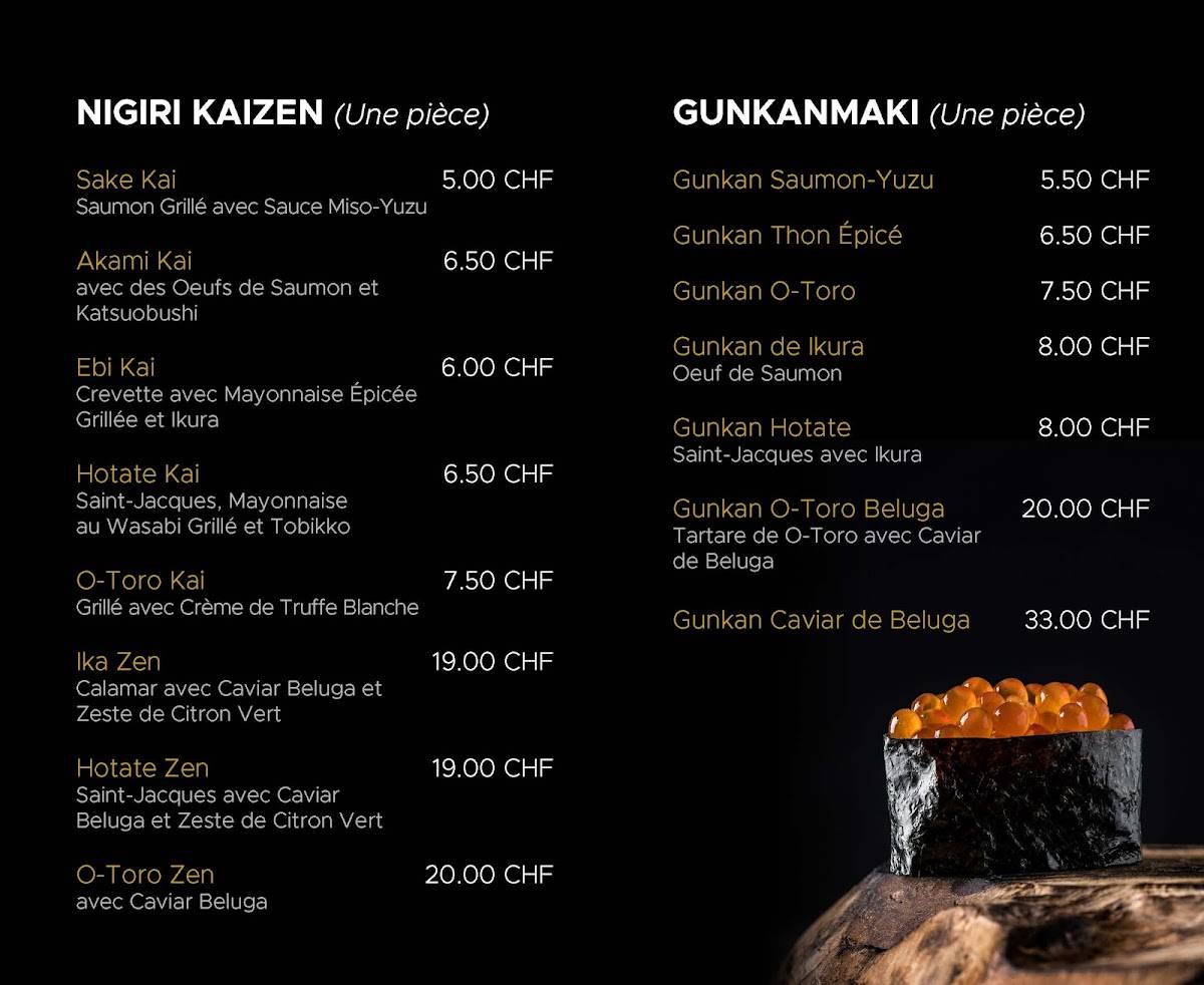 Menu at Kaizen Japanese Cuisine, Lens