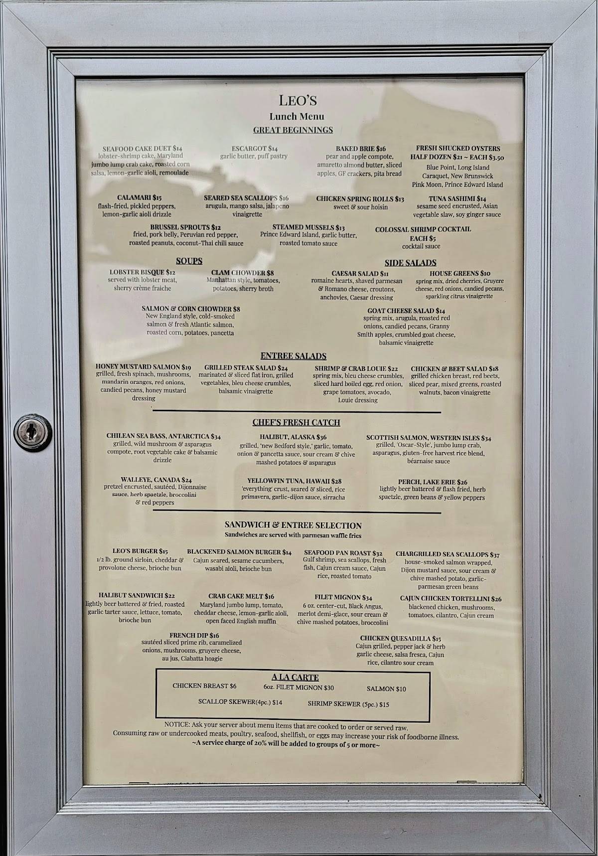 Menu at Leo's Seafood Restaurant & Bar, Grand Rapids