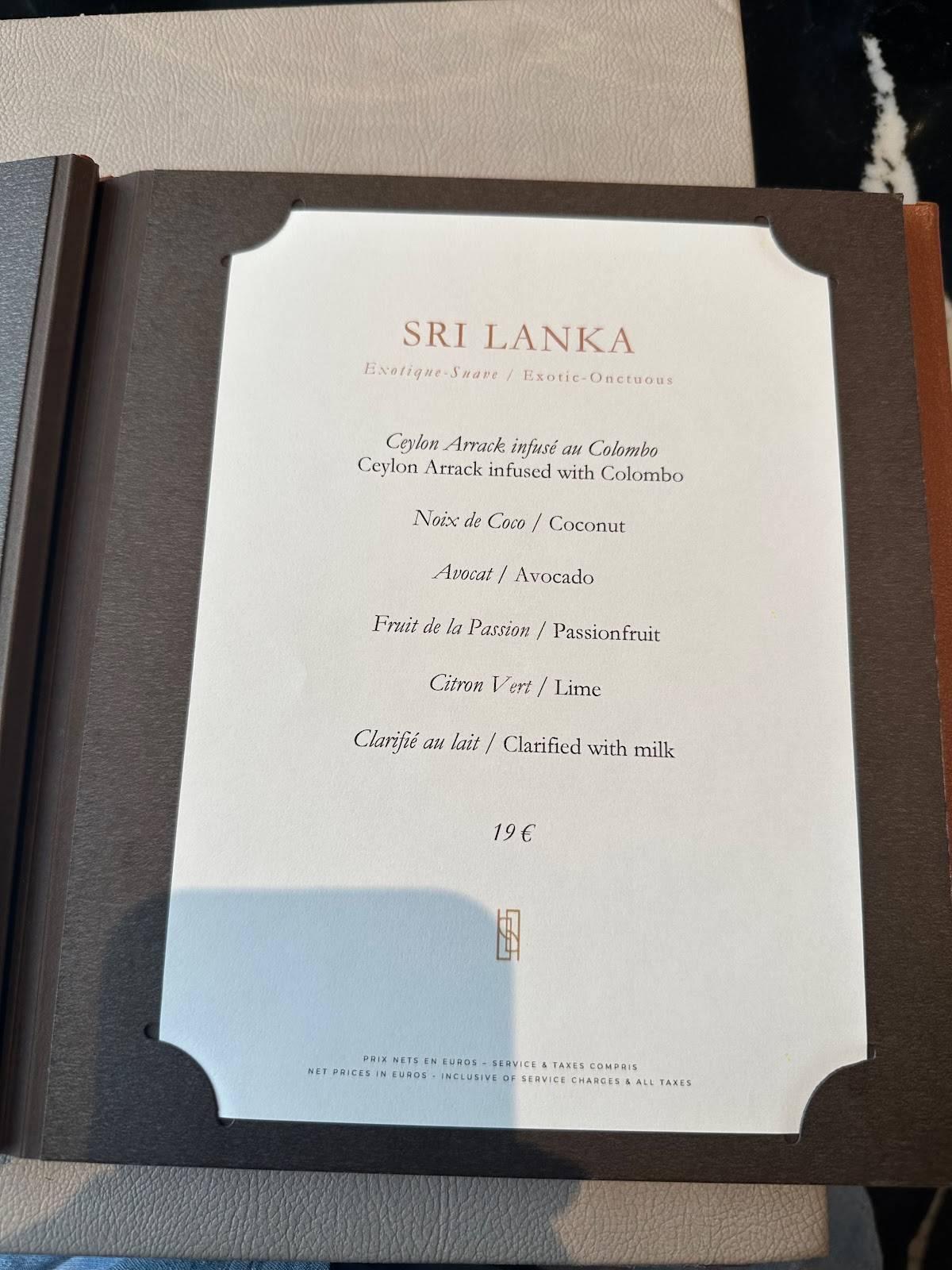 Carta del restaurante Les Parisiens, Paris