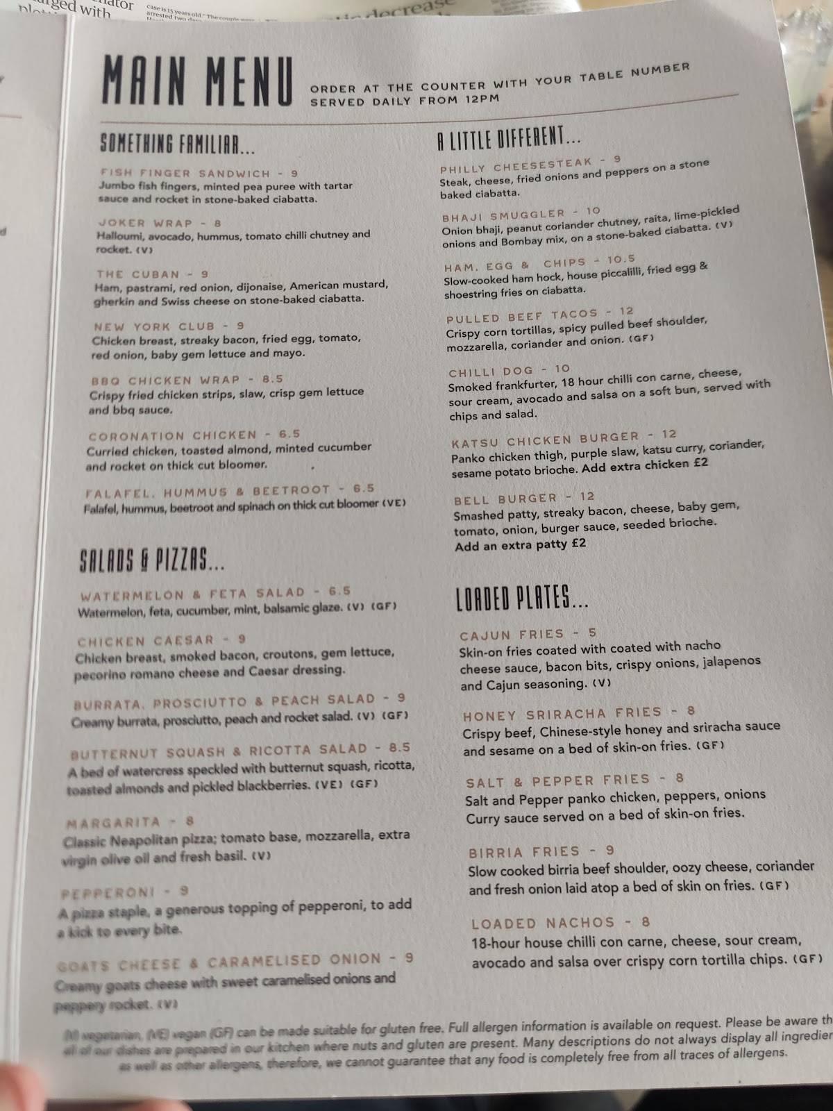 Menu at Liberty Bell Coffee pub & bar, Birkenhead, 5 Hamilton St