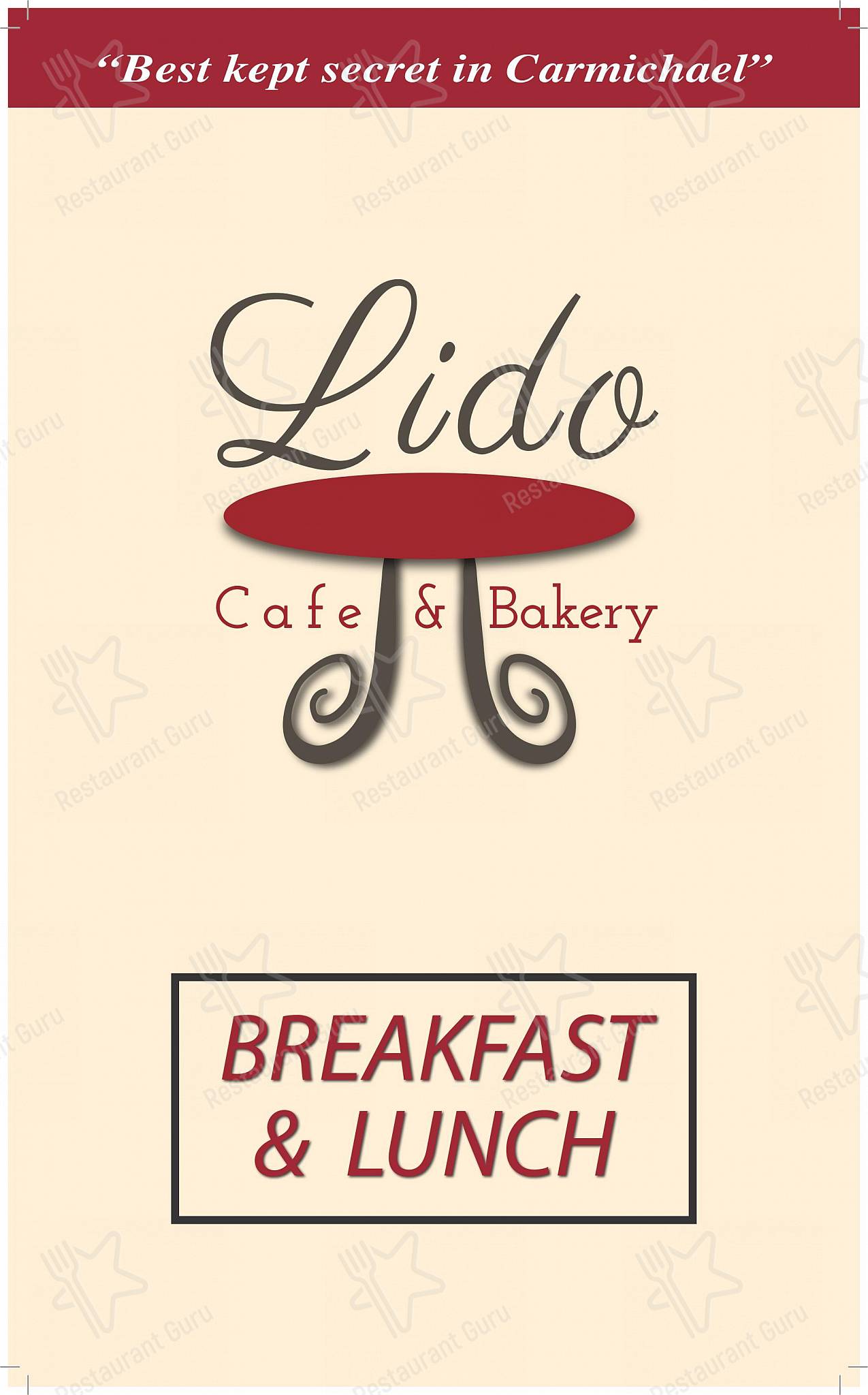 Menu at Lido Café and Bakery, Carmichael, Fair Oaks Blvd