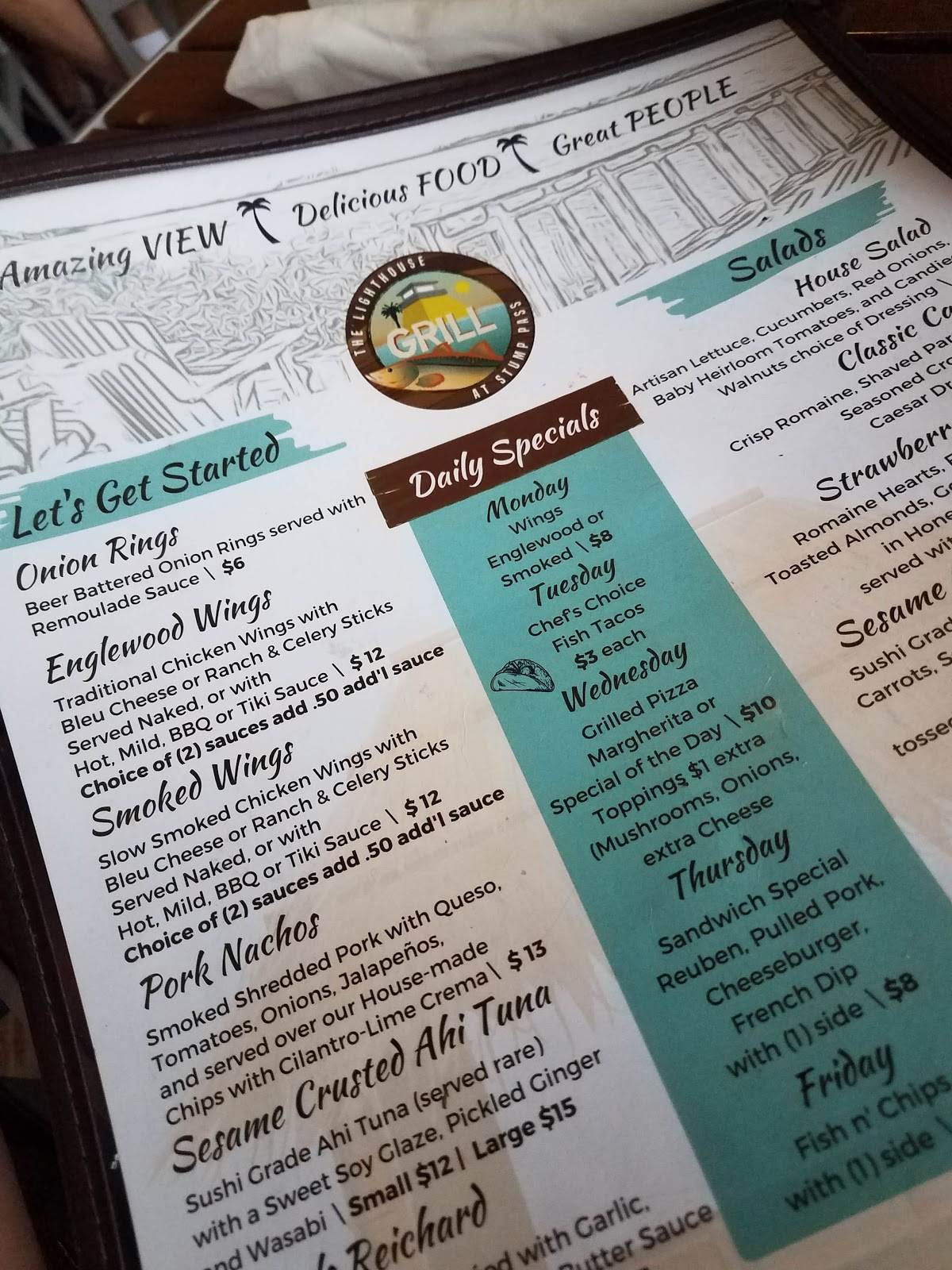 Menu at Lighthouse Grill and Tiki Bar, Englewood