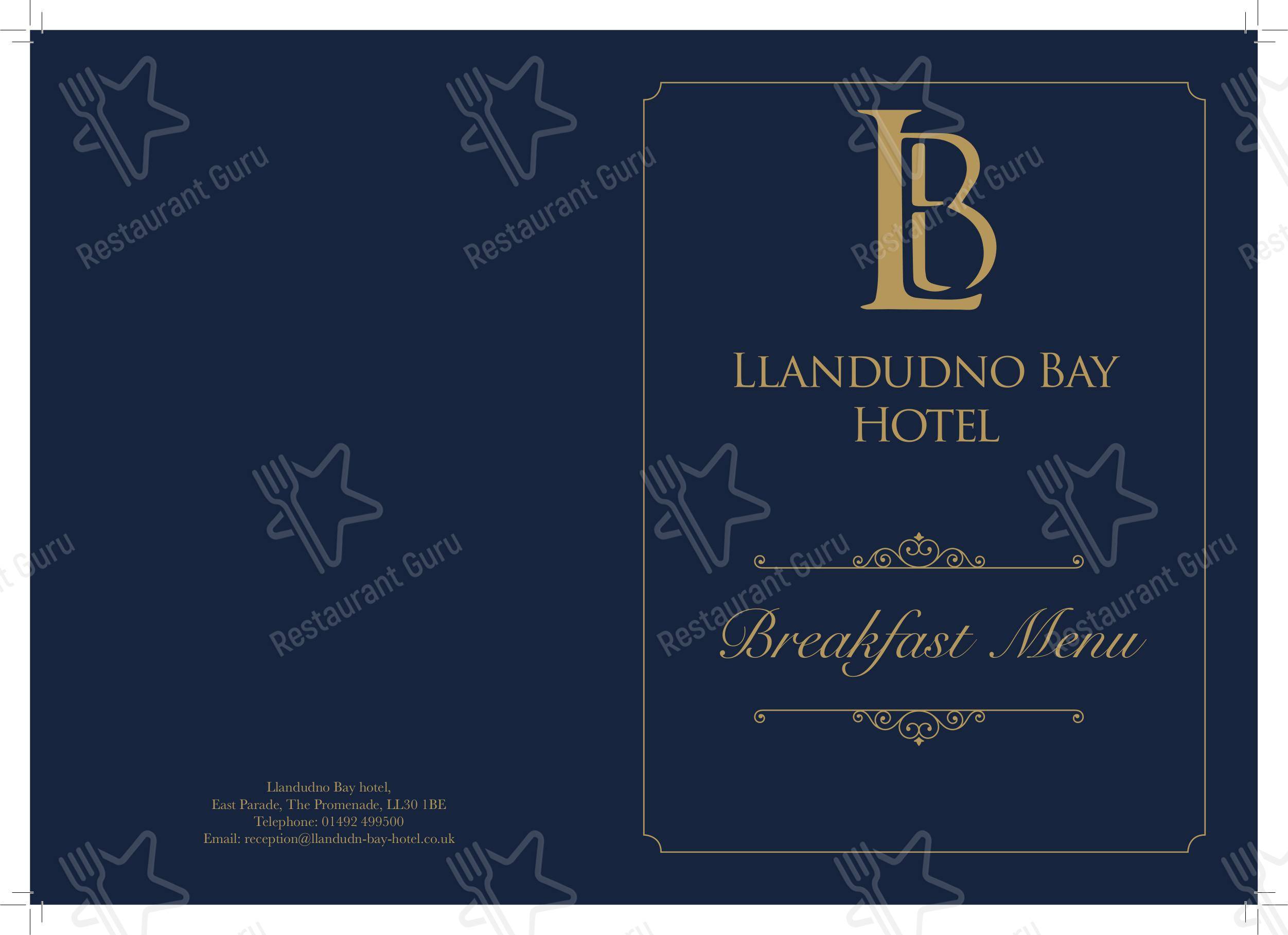 Menu at Llandudno Bay Hotel pub & bar, Llandudno