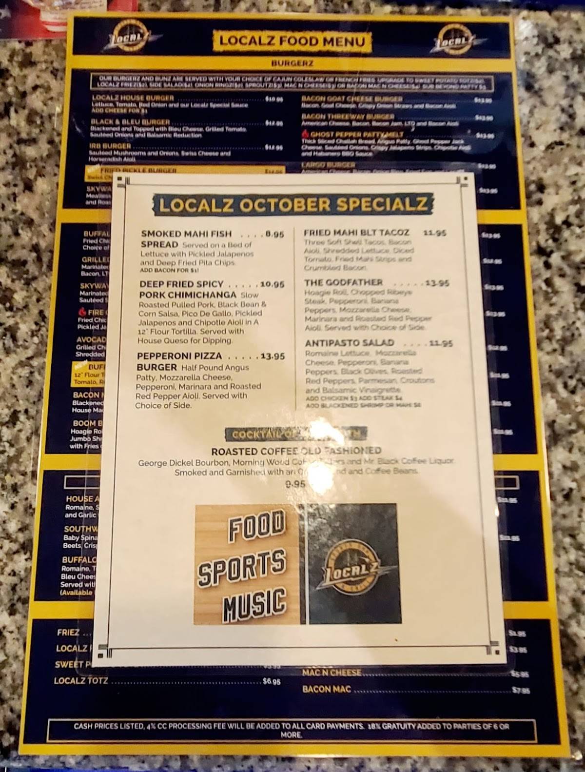 Menu at Localz Sports Bar & Grill Largo, Largo