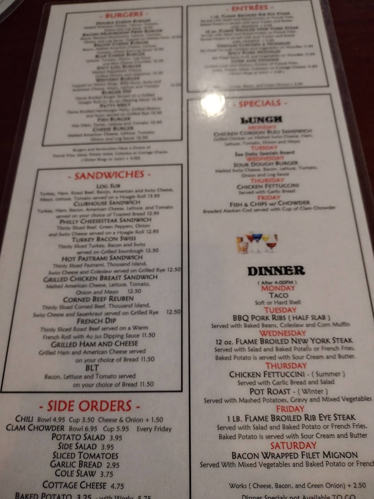 Menu at Log Cabin Bar & Grill, Lacey