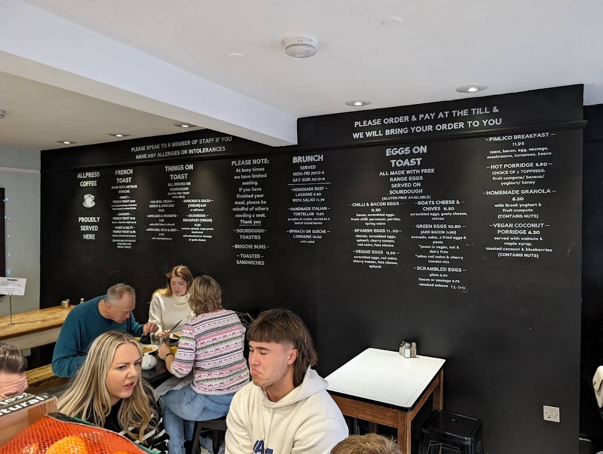 Menu at Pimlico Fresh cafe, London, 86-87 Wilton Rd