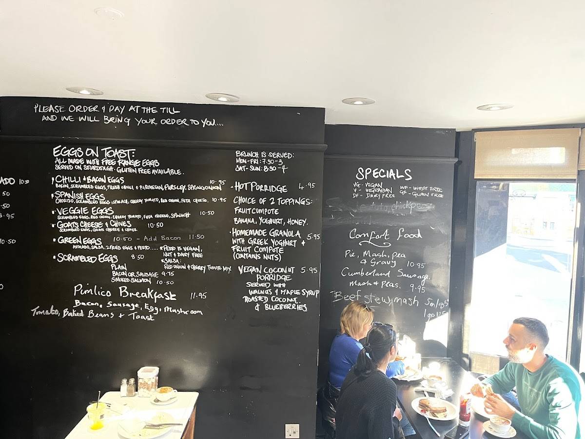 Menu at Pimlico Fresh cafe, London, 86-87 Wilton Rd