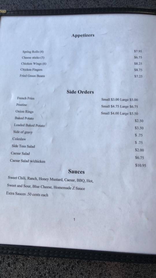 Menu at Long Lake Bar & Grill, USA, 744 Lake Shore Rd