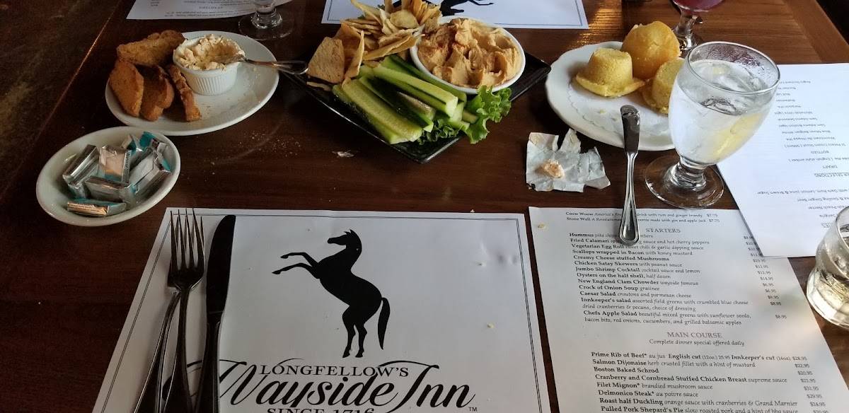 Menu at Longfellow's Wayside Inn restaurant, Sudbury