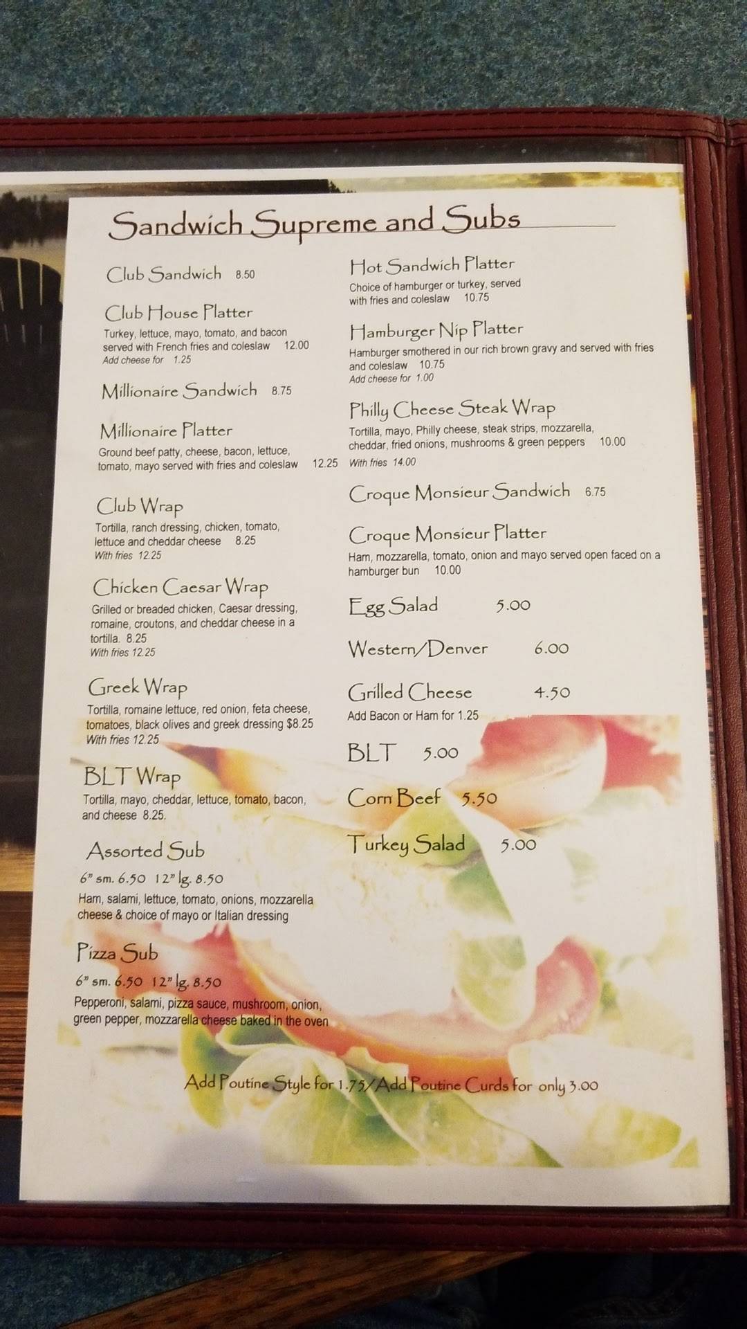 Menu at Longlac Pizzeria, Longlac