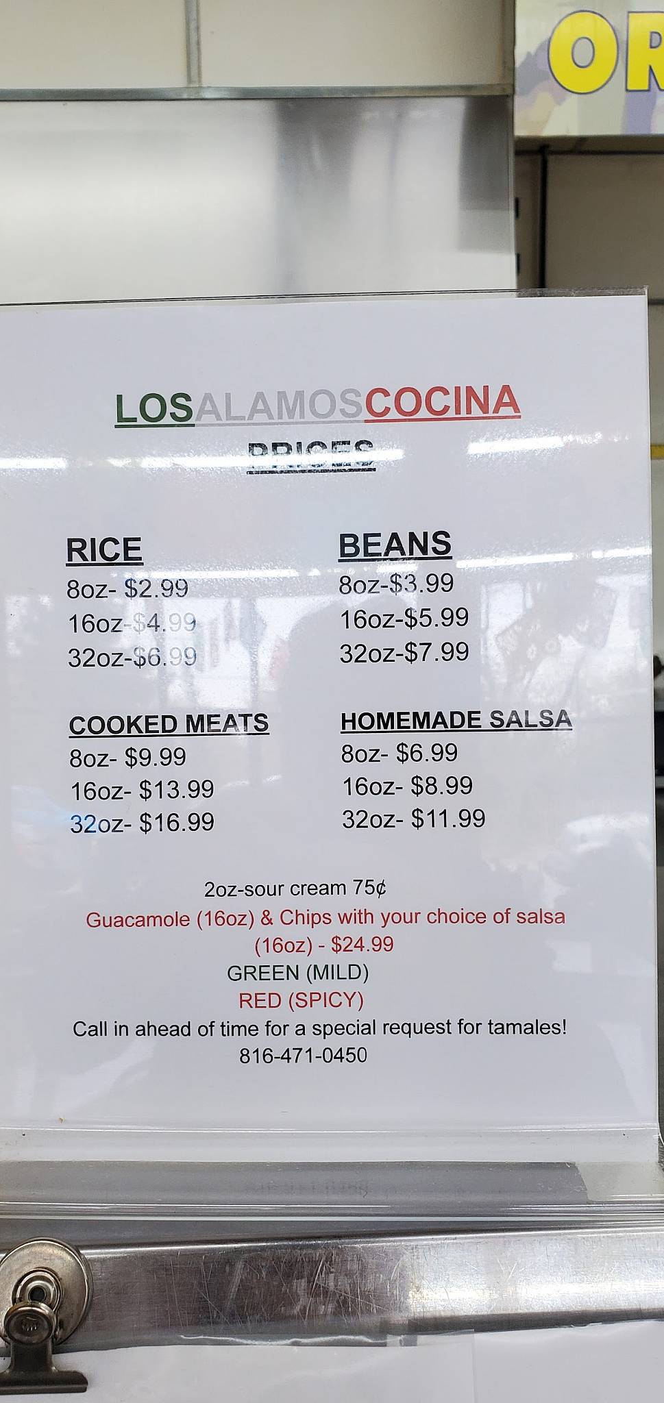 Menu at Los Alamos Cocina restaurant, Kansas City, Summit St