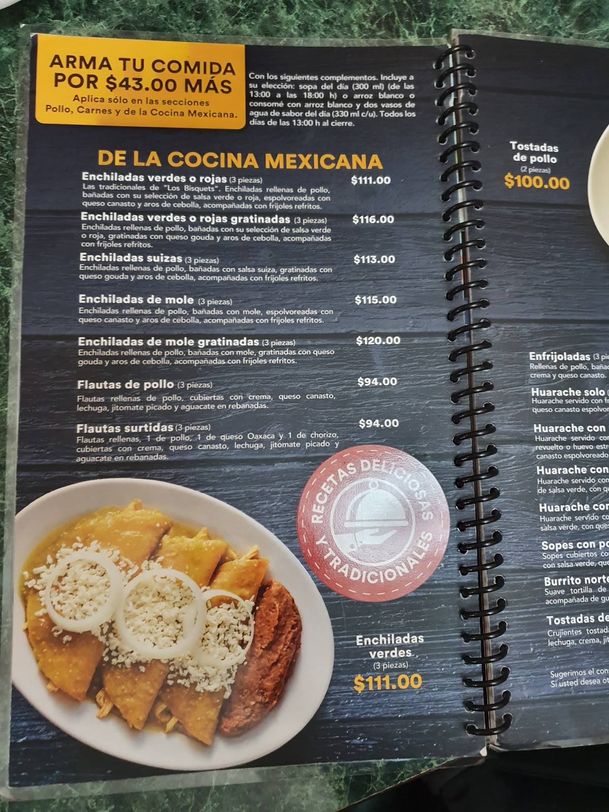 Carta del restaurante Bisquets del Obregón, Ciudad del México, Av ...