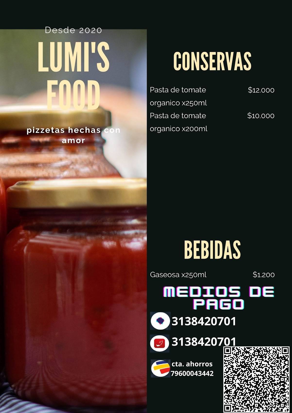 Menu at Lumi's Cocina de raíz restaurant, Floridablanca