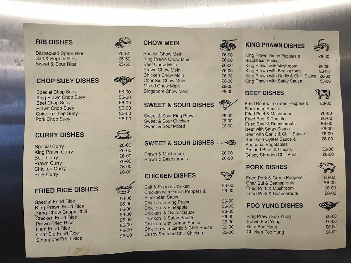 Menu at Spring Garden fast food, Macclesfield